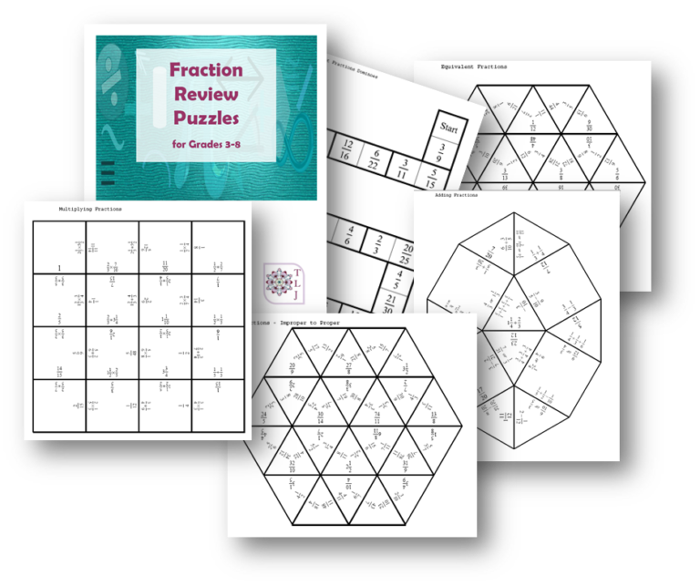 Fraction Review Puzzles for Grades 3-8