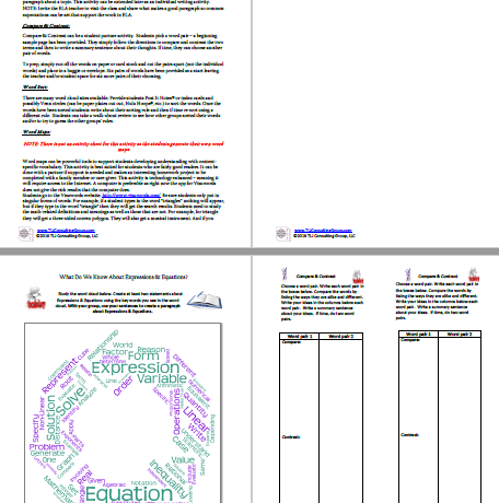 Writing, Vocabulary & Literacy in Middle School Mathematics